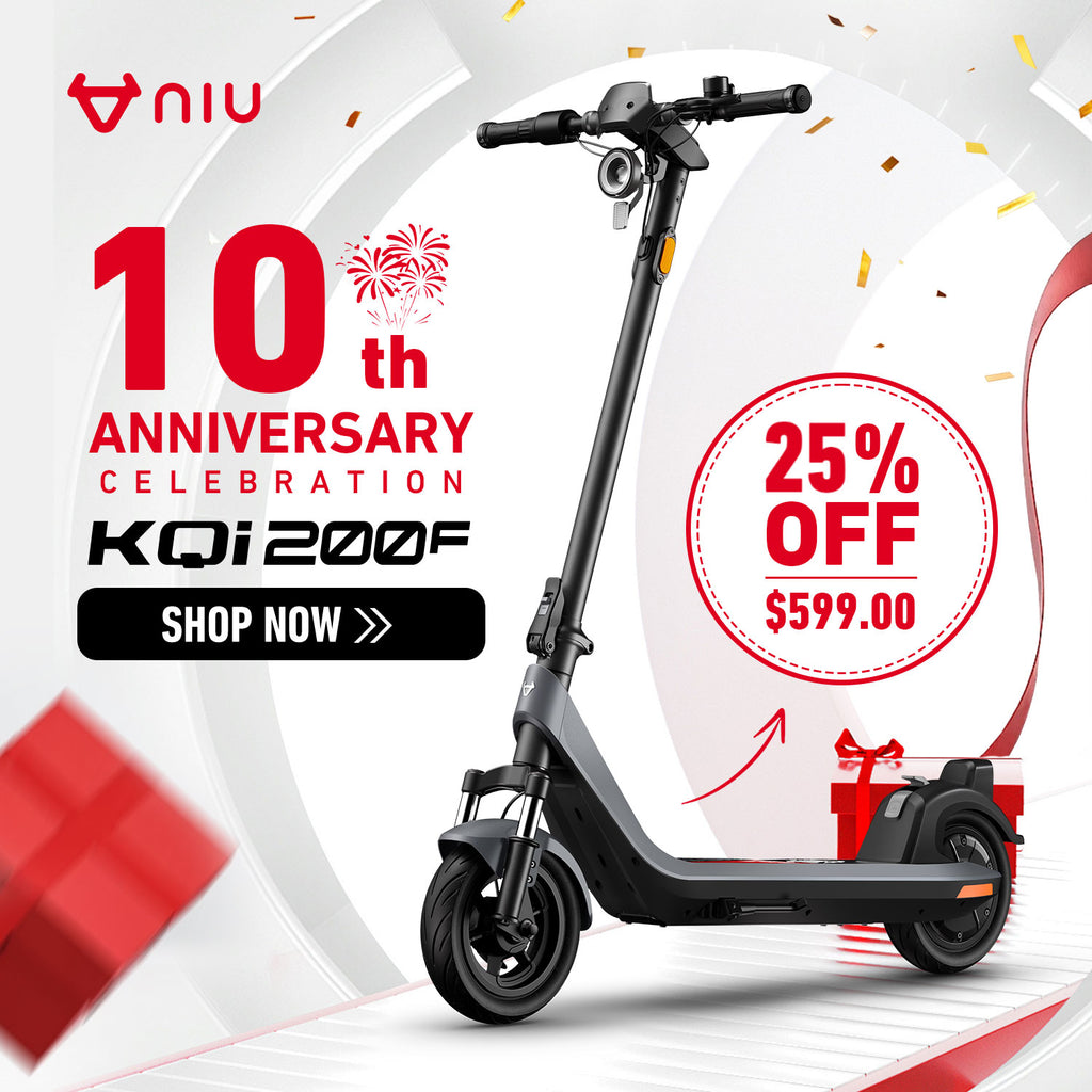 NIU KQi 200F Foldable Handlebar Electric Scooter 20mph | Range 33.6 mi ...